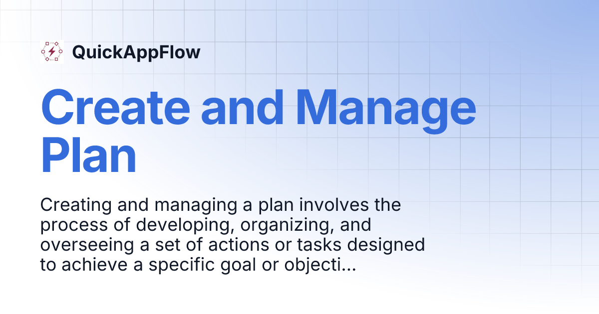 Create and Manage Plan | QuickAppFlow