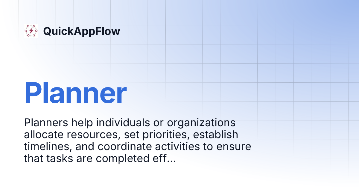 Planner | QuickAppFlow