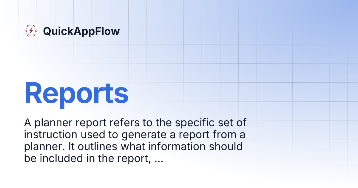 Reports Quickappflow